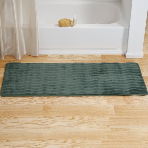 Microfiber Memory Foam Bathmat Oversized Padded Nonslip Accent Rug Wave ...