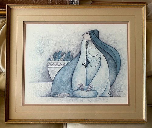 G E Mullan Vintage Matted Print Mujer Con Metate - Woman with Mealing ...