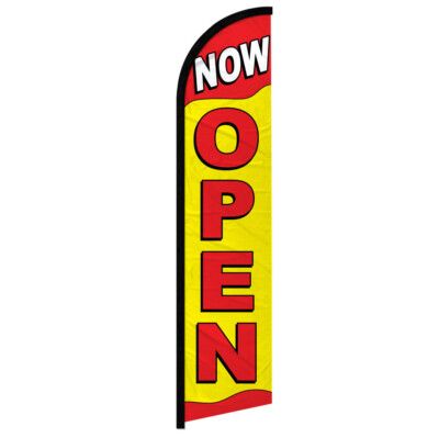Now Open Windless Advertising Swooper Flag Open Welcome Sign RED/YELLOW ...