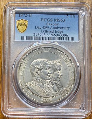 🔥 Best Price! Germany Saxony 1872 PCGS MS 63 Double 2 Thaler Taler ...