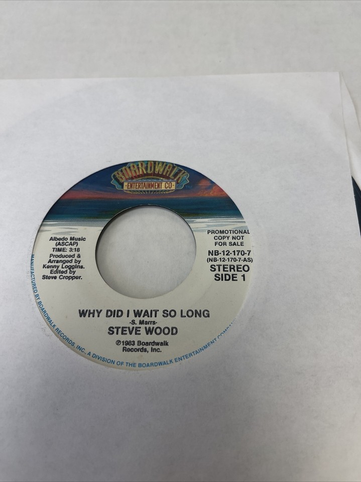 STEVE WOOD - WHY DID I WAIT SO LONG 7” VINYL 45 RPM LIKE NEW RARE OOP ...
