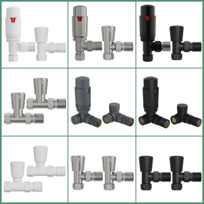 Thermostatic TRV Radiator Valves Set Angled/Corner/Straight Lockshield ...