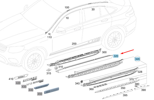 MERCEDES GLC W253 NEARSIDE Passenger Left Side Skirt A2536980800 for ...