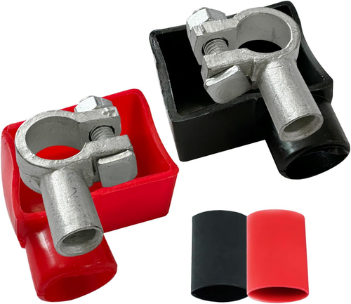 Copper Top Post Battery Terminal Set, Clamp (+/-) with Cover & Heat ...
