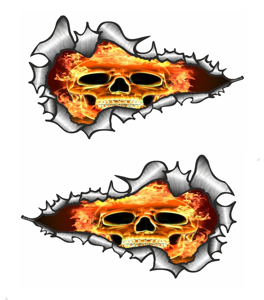 Skull Flame Vinyl Wraps Skull Flame Grunge Orange Fiery Design Black