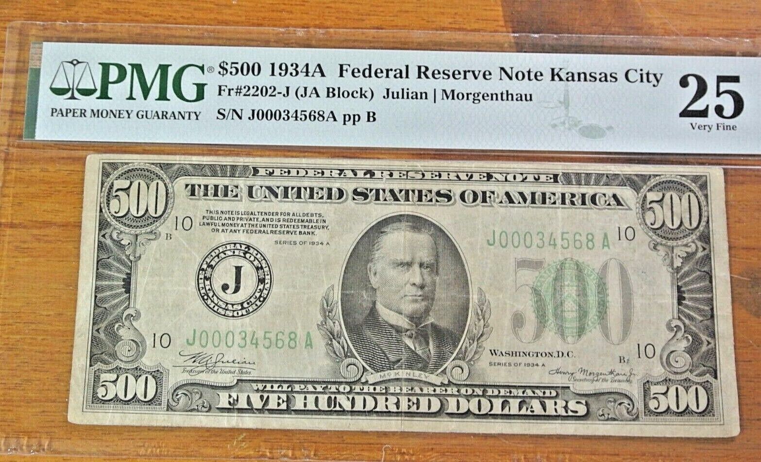 1934A KANSAS CITY 500 Five Hundred Dollar Bill Federal Reseve Note PMG 1934a-kansas-city-500-five-hundred-dollar-bill-federal-reseve-note-pmg