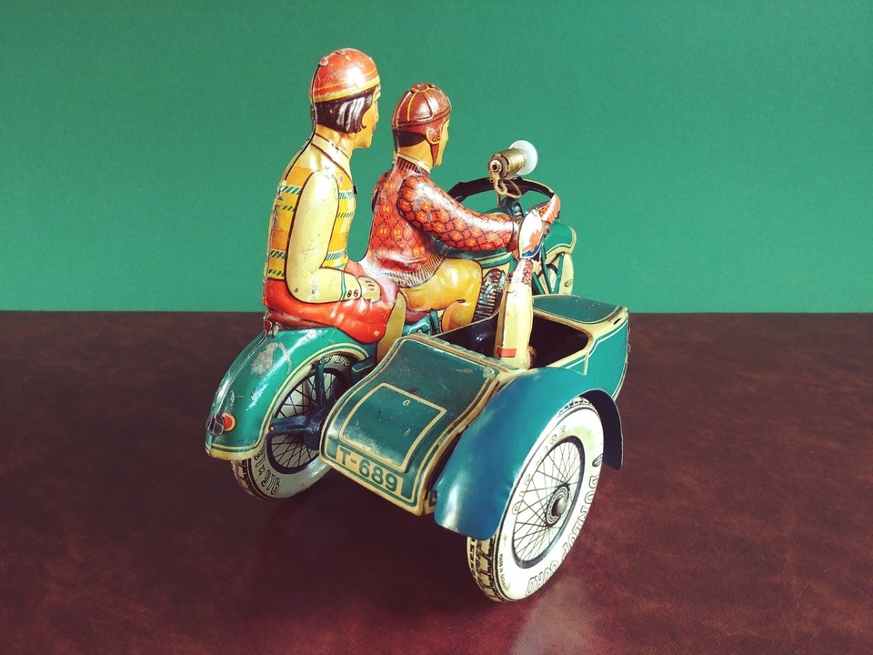 Rare 1930's Tippco TCO 689 Tin Wind-up Sidecar Motorcycle Tinplate Bike ...