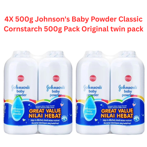 4X 500g Johnson's Baby Powder Classic Cornstarch 500g Pack Original ...