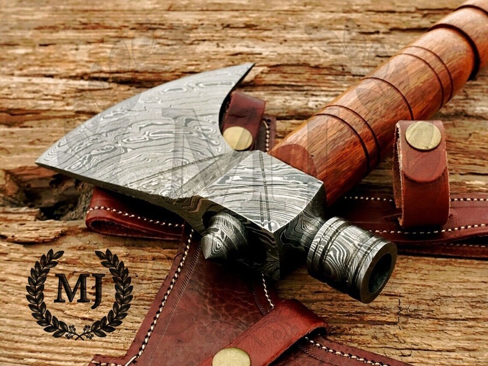 CUSTOM Handmade DAMASCUS STEEL Smoking Pipe TOMAHAWK Axe, HATCHET 17 ...