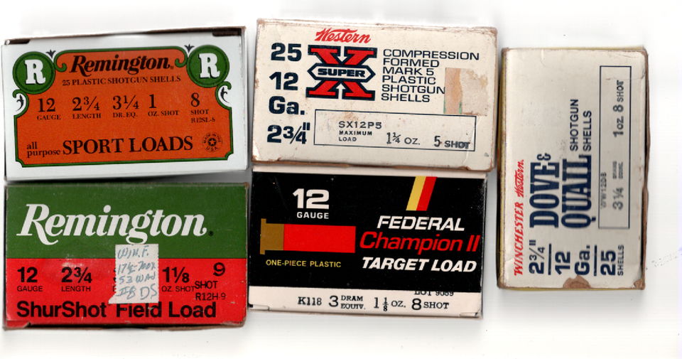 LOT 5 SHOT SHELL BOXES EMPTY FEDERAL WINCHESTER REMINGTON WESTERN 12GA ...