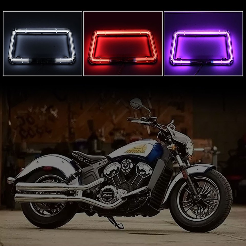 Universal Motorcycle Red Led Tube Neon License Plate Frame Tag For ...