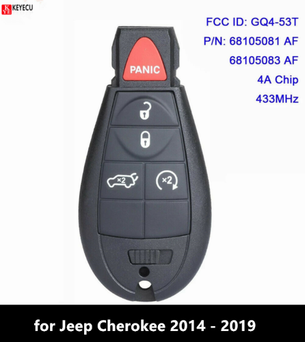 for 2014-2019 Jeep Cherokee Remote Fobik Key Fob 5 Button 433MHz 4A ...