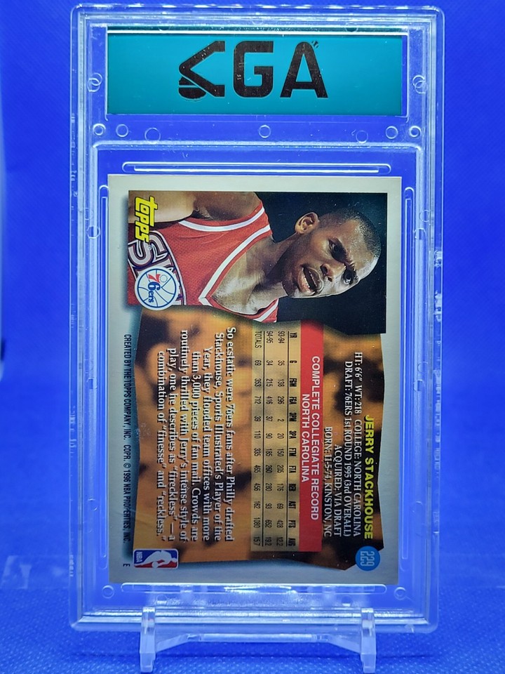 1995 Topps JERRY STACKHOUSE Rookie Rc #229 CGA 10 GEM MINT Graded | eBay