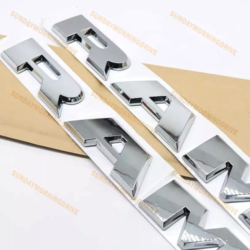 2x Chrome 2019-2023 Front Door Side Letters Emblems For RAM 1500 2500 ...