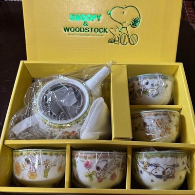 Peanuts Snoopy & Woodstock Teapot & Teacups Set of 6 New Shipped From ...
