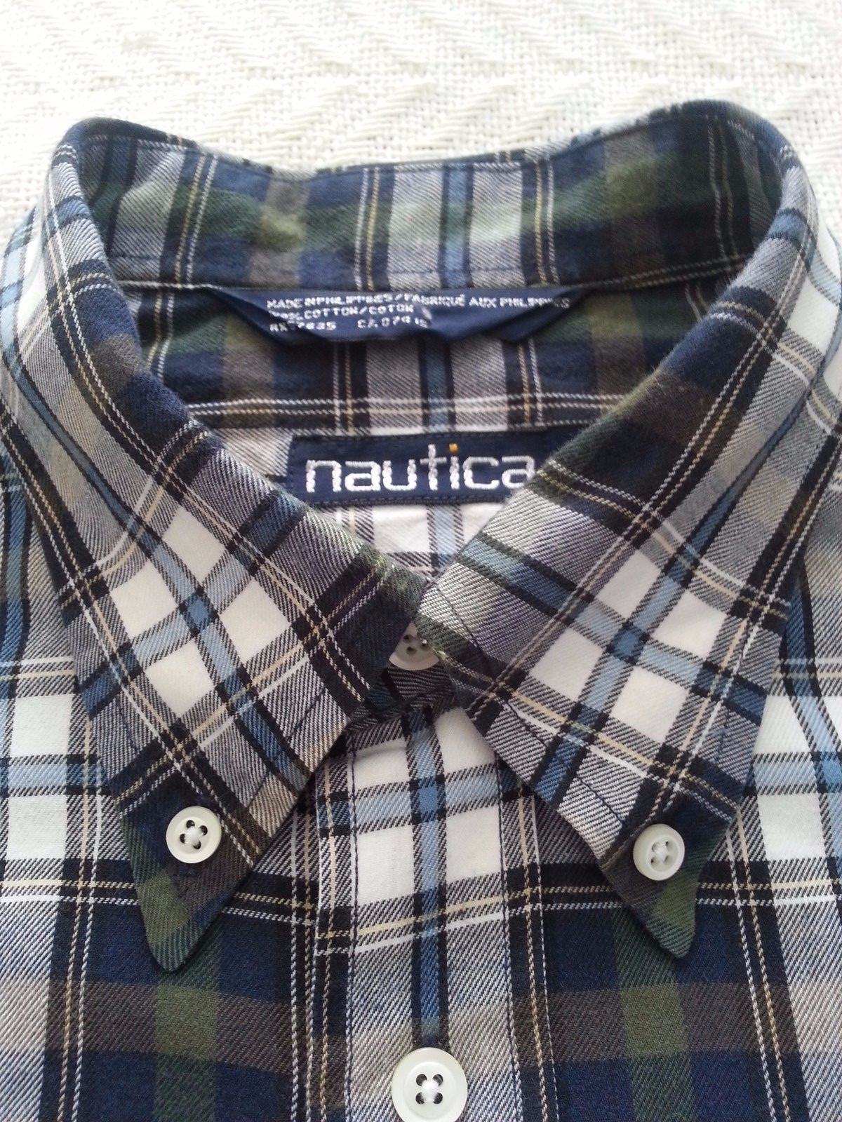 Nautica Men's Long Sleeve Shirt Green/Blue/Tan Plaid Size L | eBay
