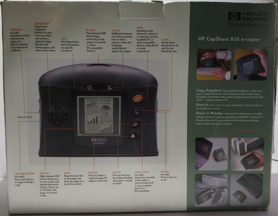 Vintage Hewlett Packard HP CapShare 920 Hand Held Scanner - New - Open ...
