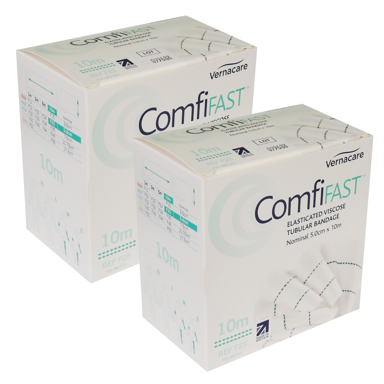 Twin Pack Comfifast Medium Green Line Elasticared Tubular Bandage 17 ...