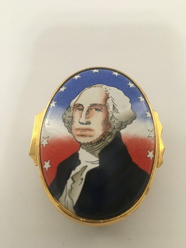 Halcyon Days Enamel Pill Box "George Washington" Designed by Tiffany ...
