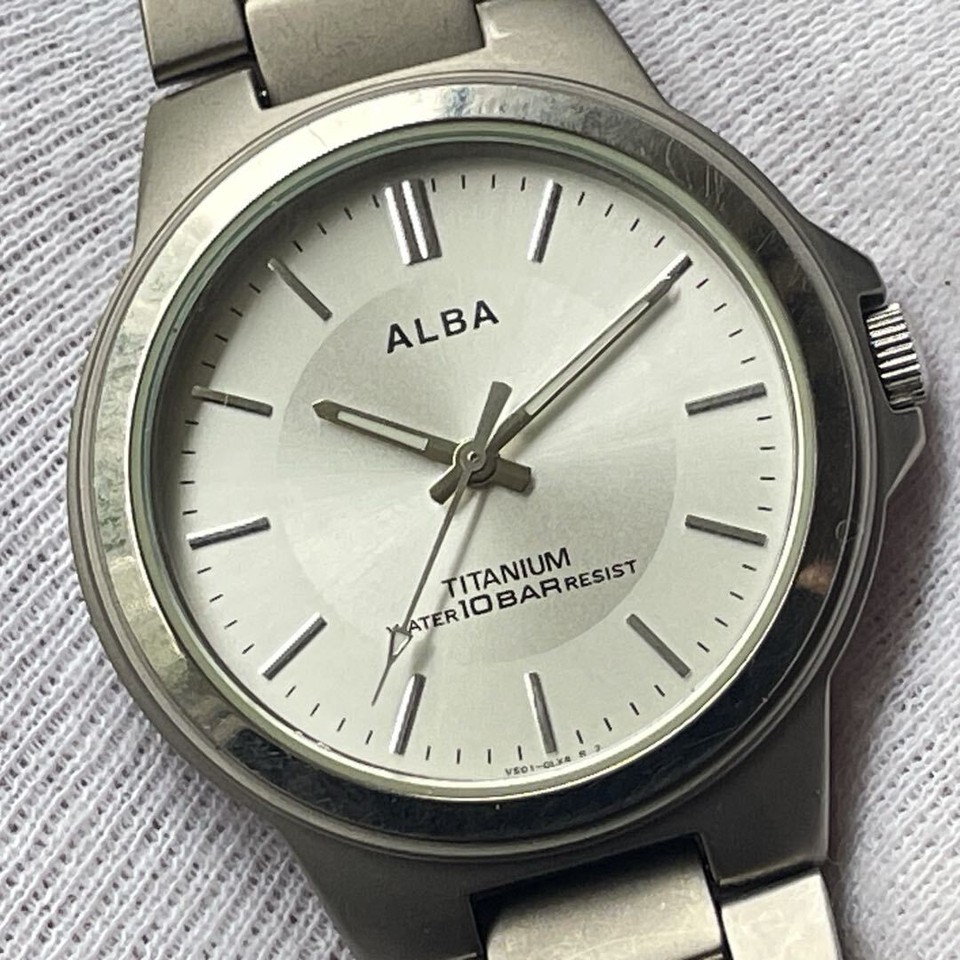 Seiko Alba V501-0Dn0 Analog Solar Men Titanium 10 Bar Vintage 337415259 ...