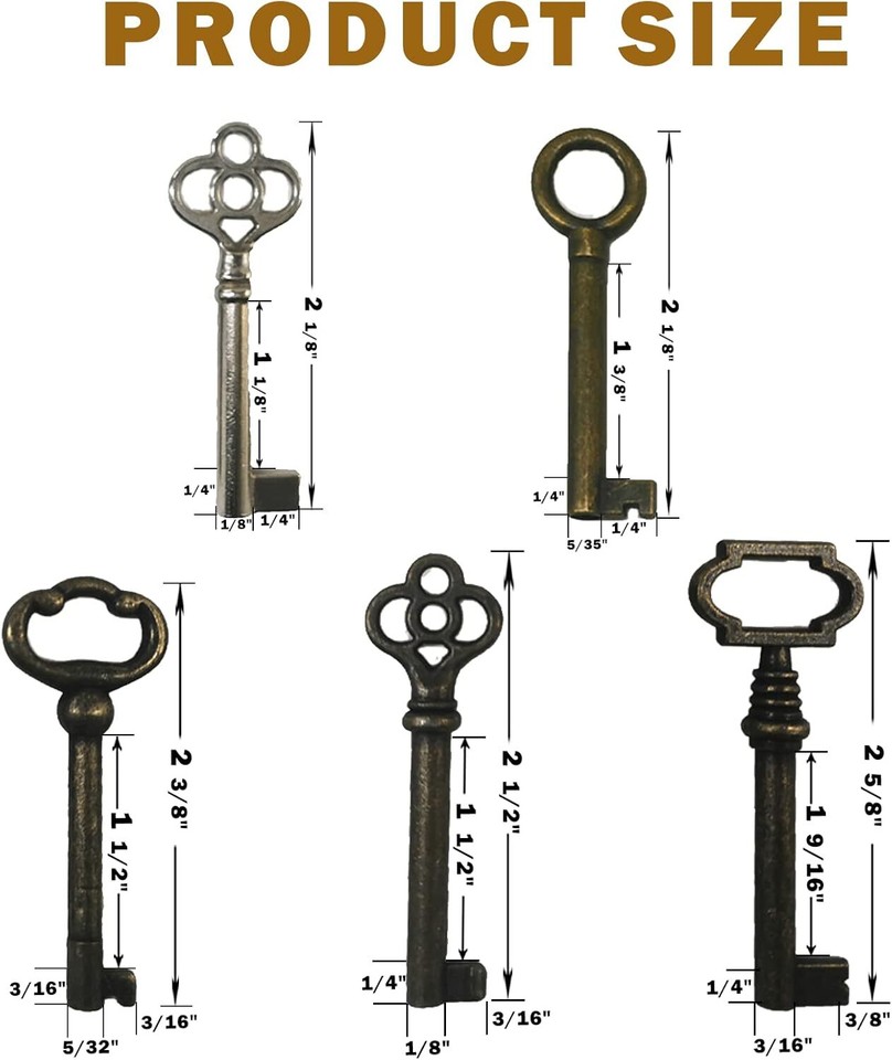 10PCS Universal Skeleton Keys Replacement for Vintage Antique Furniture ...