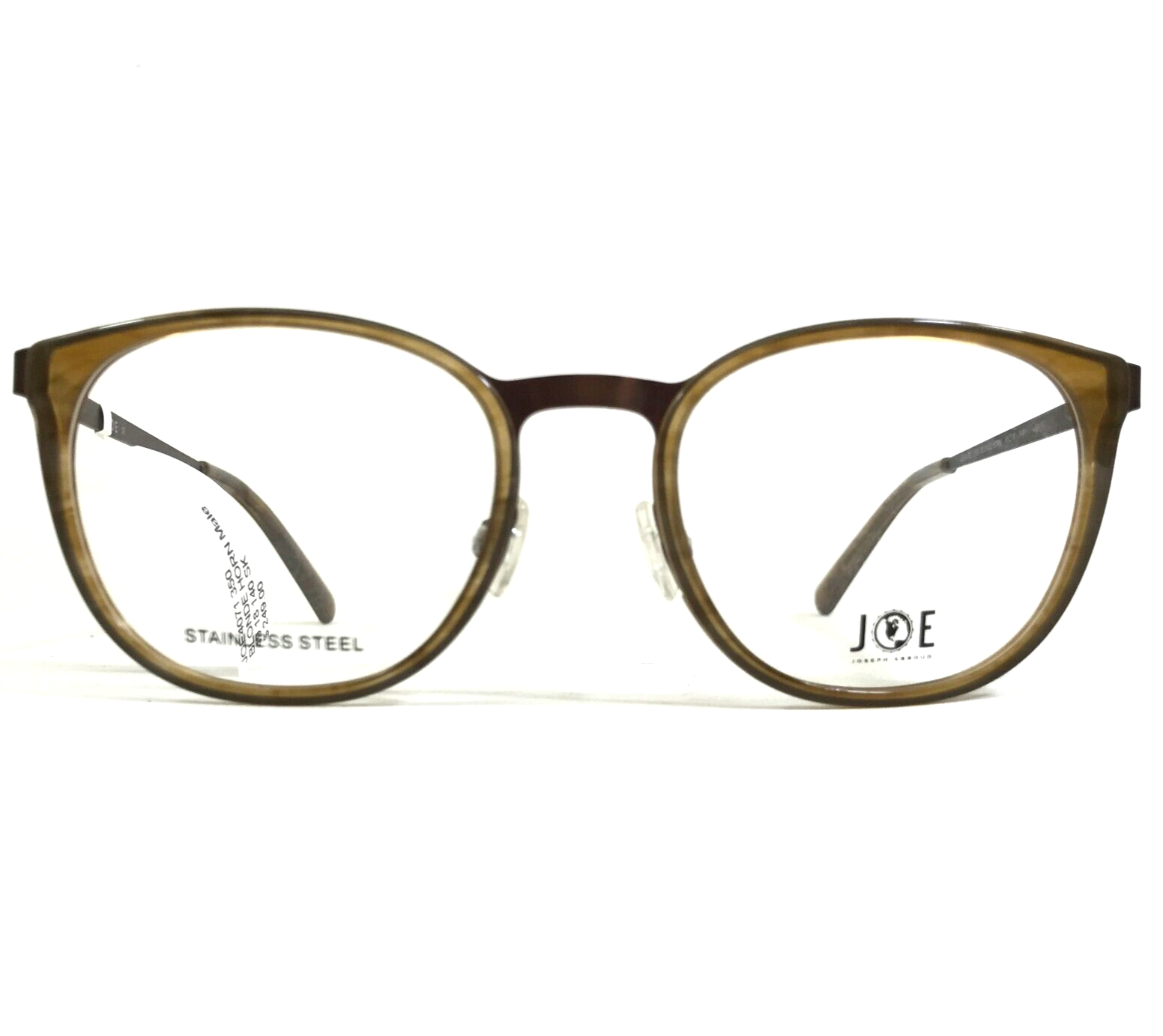 Joseph Abboud Eyeglasses Frames JOE4071 726 Clear Brown Round Horn 49 ...