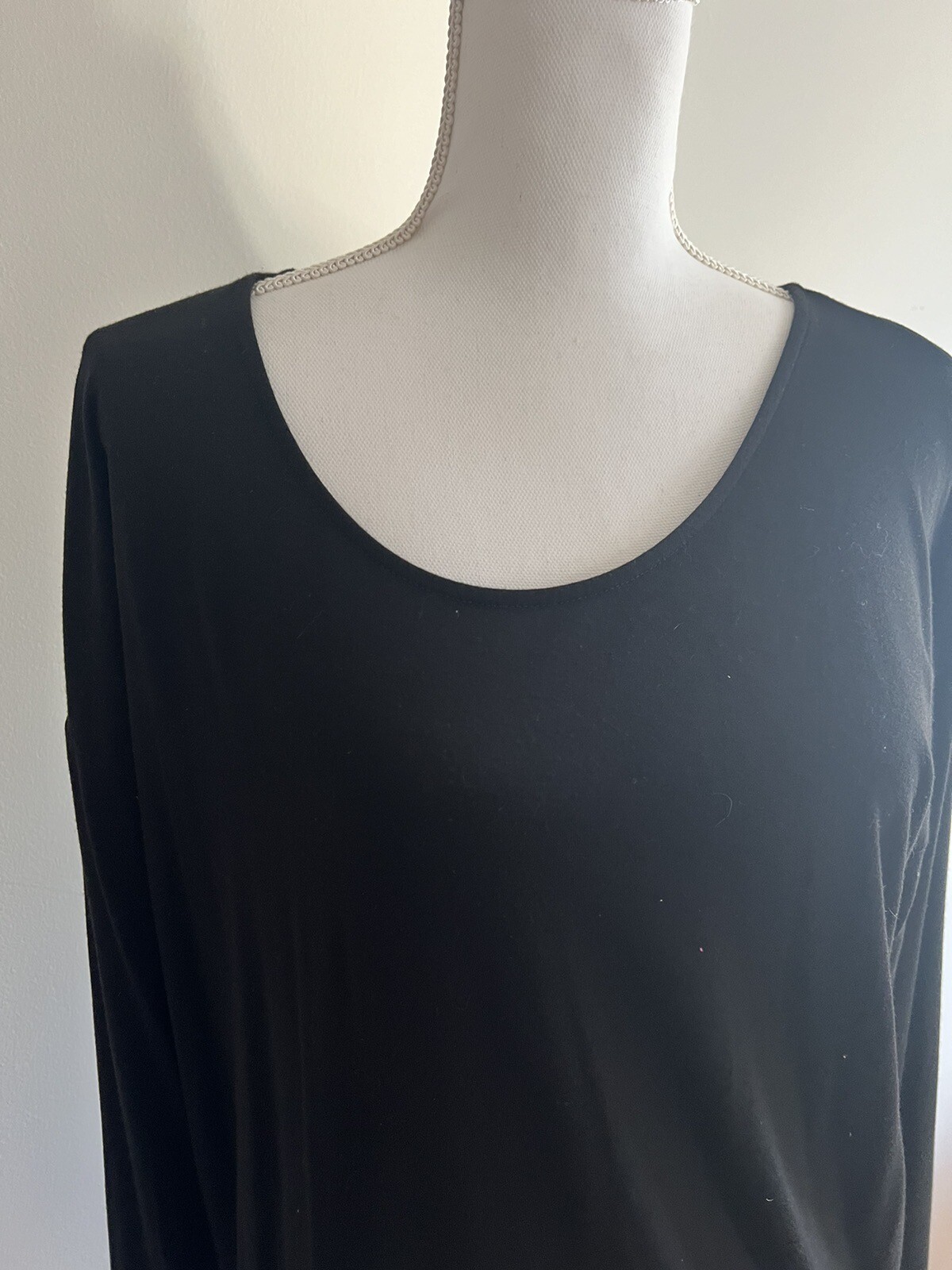 Womens Blank Black Long Sleeve Tee Shirt Size L Large Plain Lightweight ...