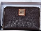 Dooney & Bourke Pebble Grain Medium Zip Around Wallet Clutch Brown ...