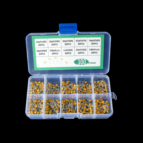 300pcs 10 Values 50V 10pF - 100nF Multilayer Ceramic Capacitor Kit ...
