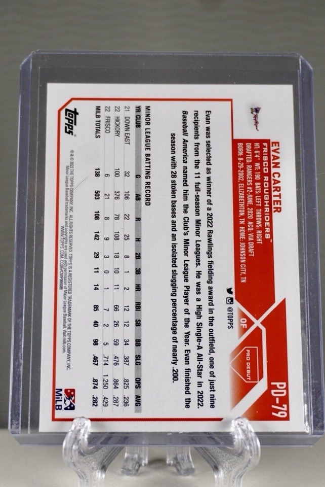 Evan Carter 2023 Topps Pro Debut Baseball Frisco Roughriders #PD-79 | eBay