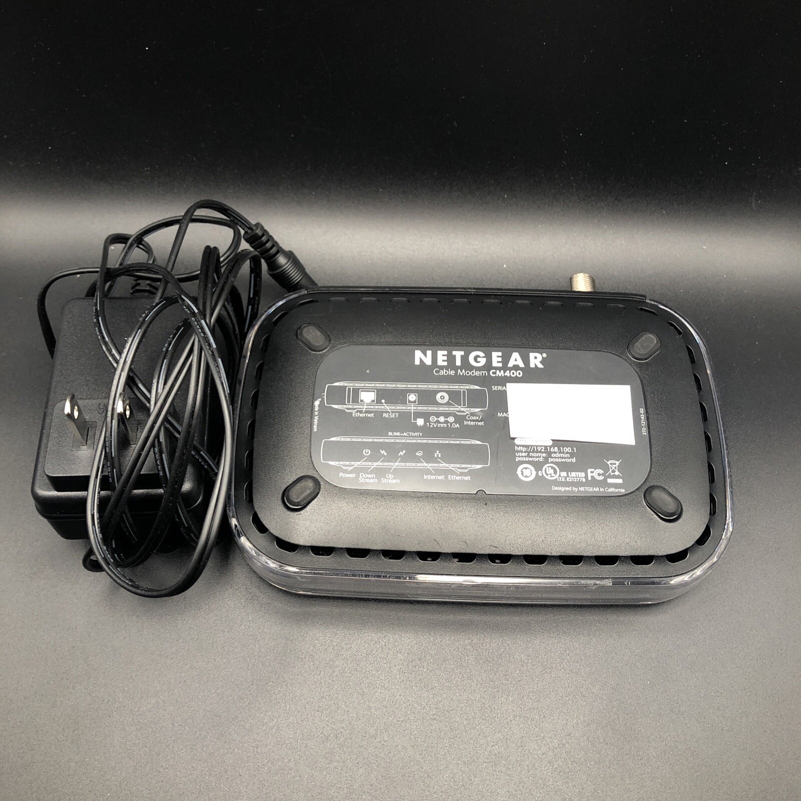 Netgear CM400 High Speed Cable Modem. Includes power adapter Tested | eBay