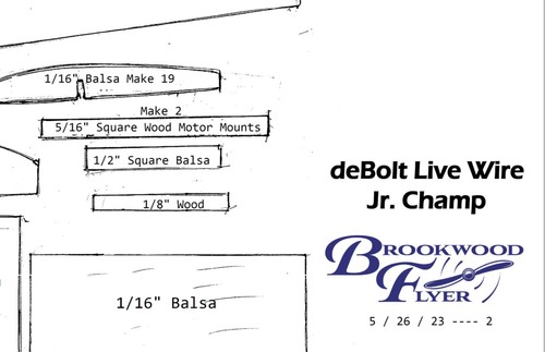 deBolt Live Wire JR CHAMP PLAN + PARTS PATTERNS to Build 35" 1/2A RC ...