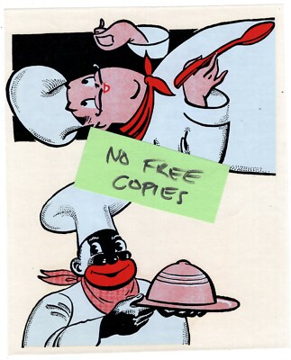 CHEFS COOKS Stereotype Cartoon Image VINTAGE Large Water Transfer Decal ...