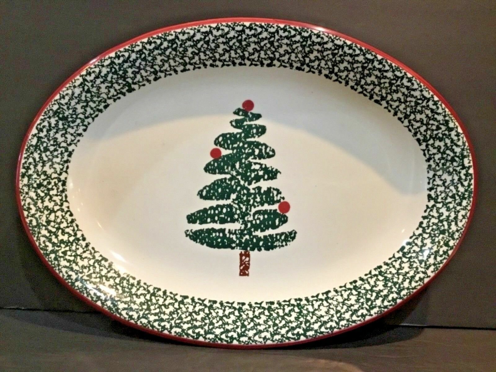 FURIO MADE IN ITALY SPONGE CHRISTMAS TREE 16 INCH OVAL SERVING PLATTER ...