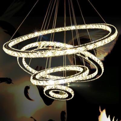 Luxury Ring Crystal Chandelier LED Ceiling Lamp Living Room Pendant ...