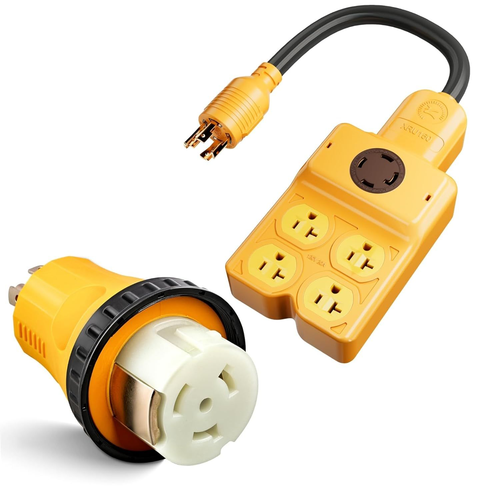 NEMA L14-30P to Four 5-20R/ 5-15R & L14 30R Generator Adapter Yellow | eBay