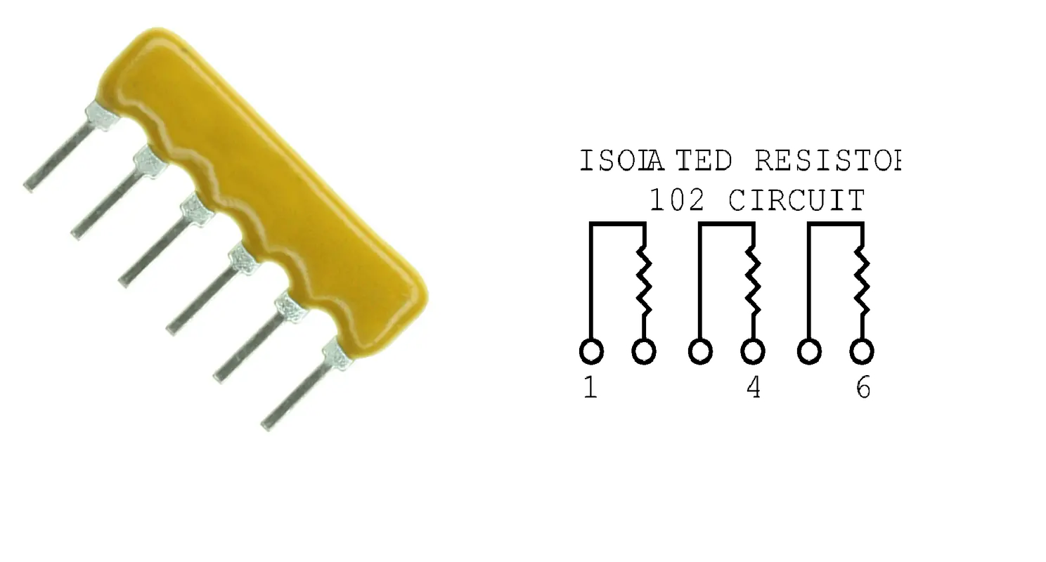 10 PCS Bourns 6Pin RESISTOR NETWORK 1K OHM 2% 6 PIN SIP NET ARRAY OF 3 ...