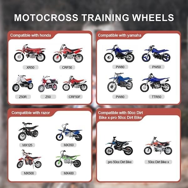Dirt Bike Training Wheels, Adjustable Height kid training wheels 50CC ...