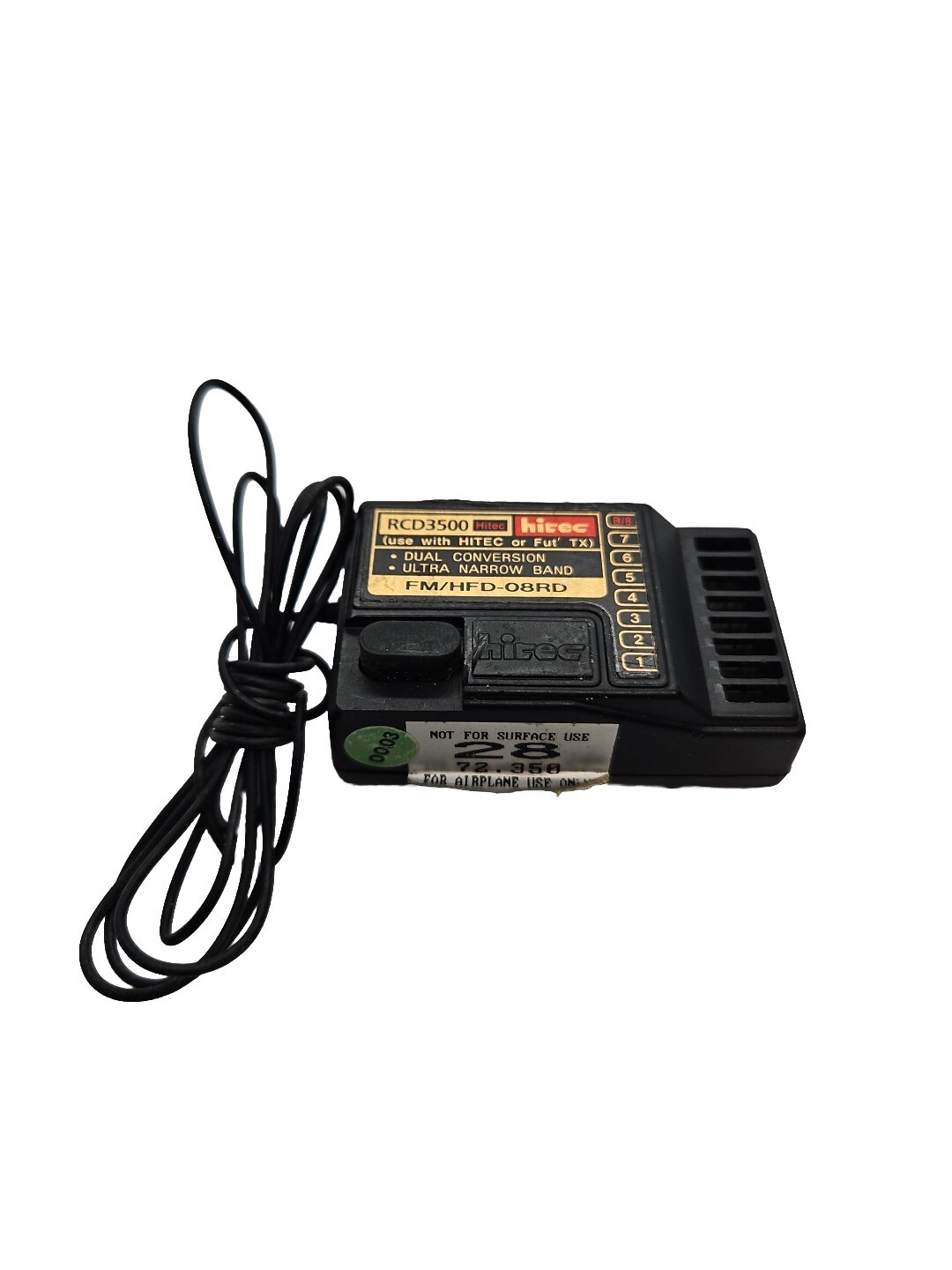 HiTec RCD 3500 HFD-08RD 72MHz RECIEVER 8ch Futaba Fm channel 28 72.350 ...