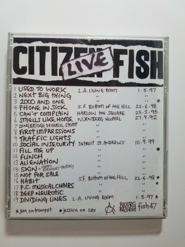 Citizen Fish, "What Time We On?", Bluurg Records, Fish 47, Live CD SKA ...
