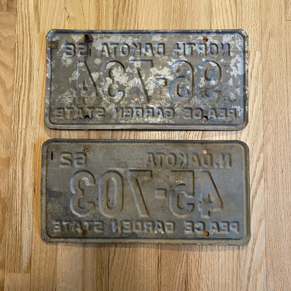 1961 North Dakota License Plate with Renewal Tab 1962 Peace Garden ...