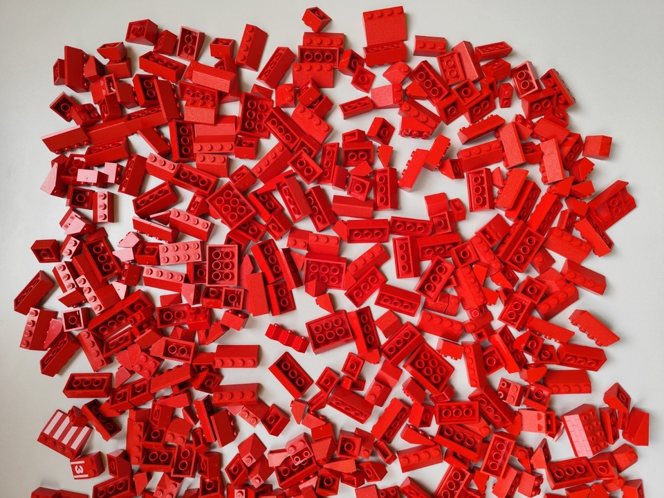 LEGO Red Roof Tiles Slopes 750g Bundle Job Lot Various Sizes Incl ...