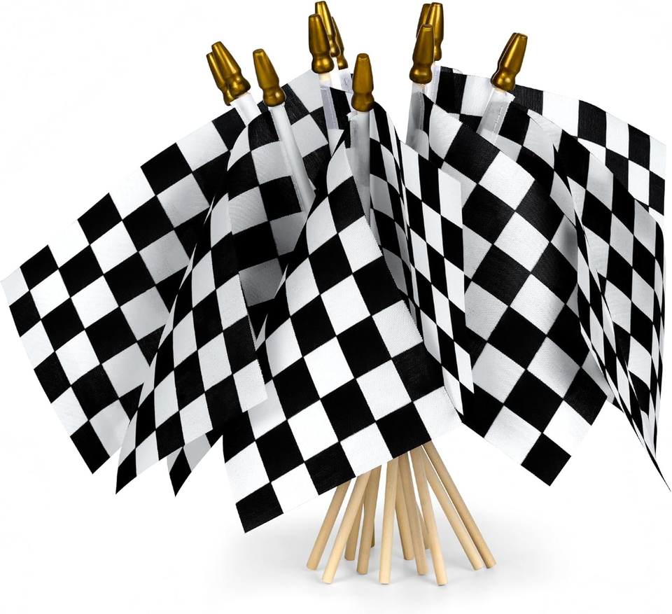 12 Pack Checkered Flag on Sticks,6"X4" Flags for Race Car Birthday ...
