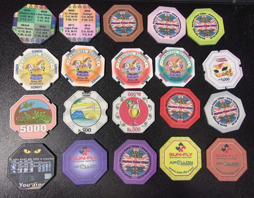 MIXED LOT OF 20 OCTAGON SAMPLE & NCV CASINO gaming poker chips - (LOT ...