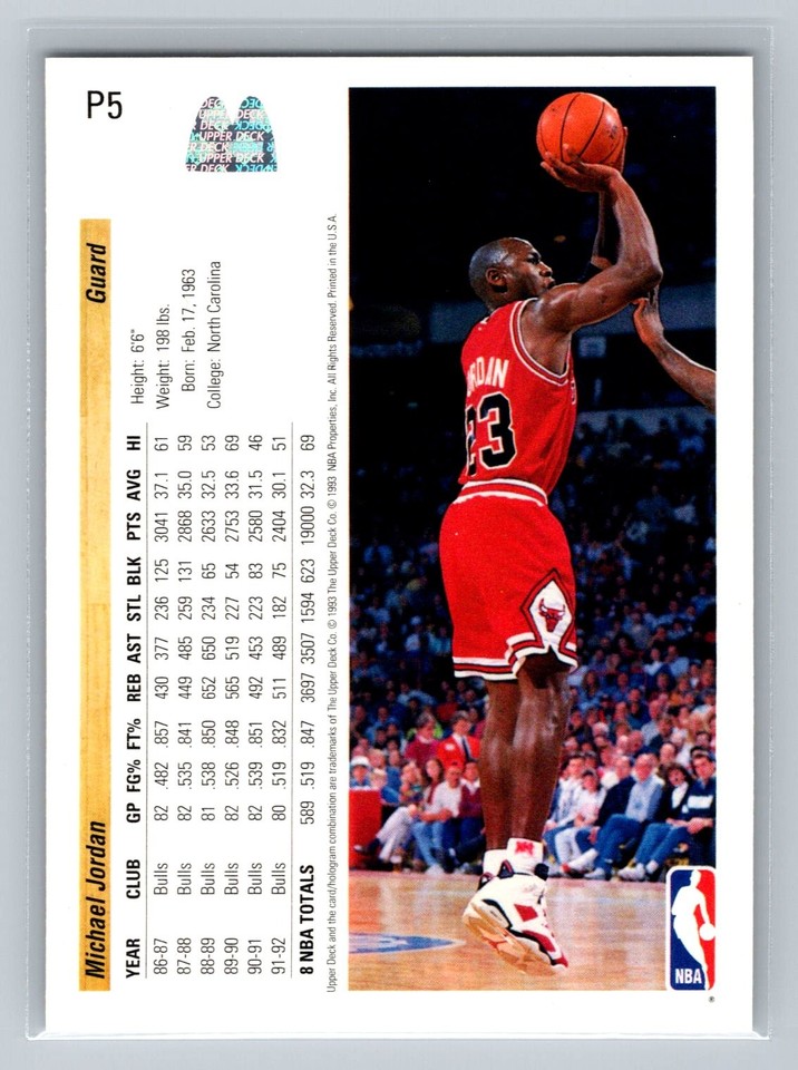 Michael Jordan 1992-93 Upper Deck McDonald's #P5 Chicago Bulls | eBay
