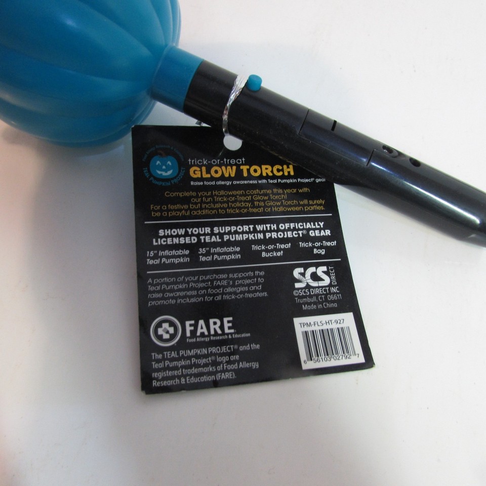 Halloween Teal Pumpkin Light-up Glow Torch Trick Or Treat Food Allergy ...