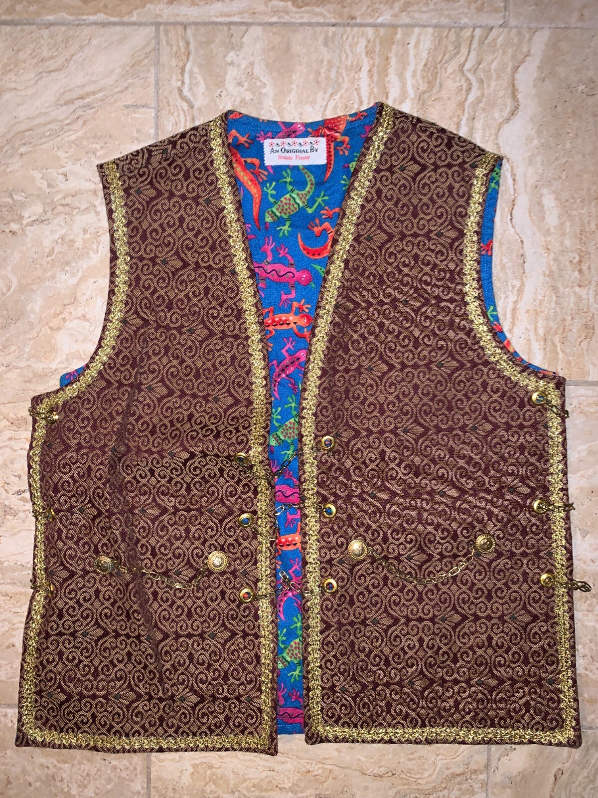 Women's Vintage Brenda Feaster Vest-Multicolor w/ Gol… - Gem