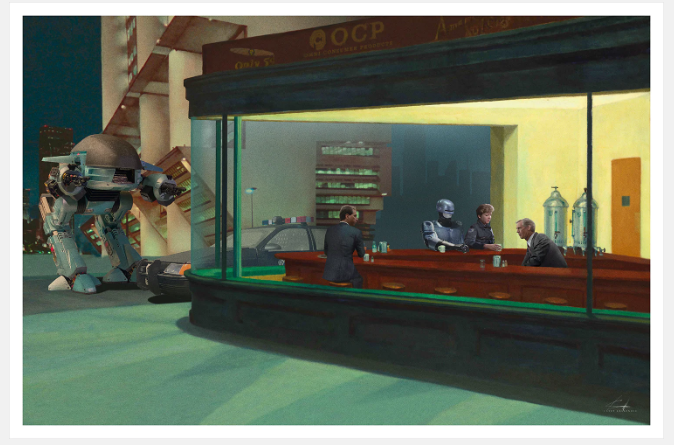 RoboCop Boddicker's Gang Variant Movie Nighthawks Diner Poster Print ...