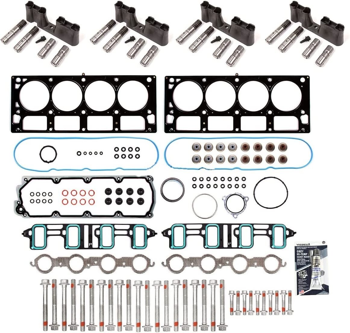 6.0 6.2 AFM Lifter Replacement Kit with Head Gasket Set Bolts Lifters ...