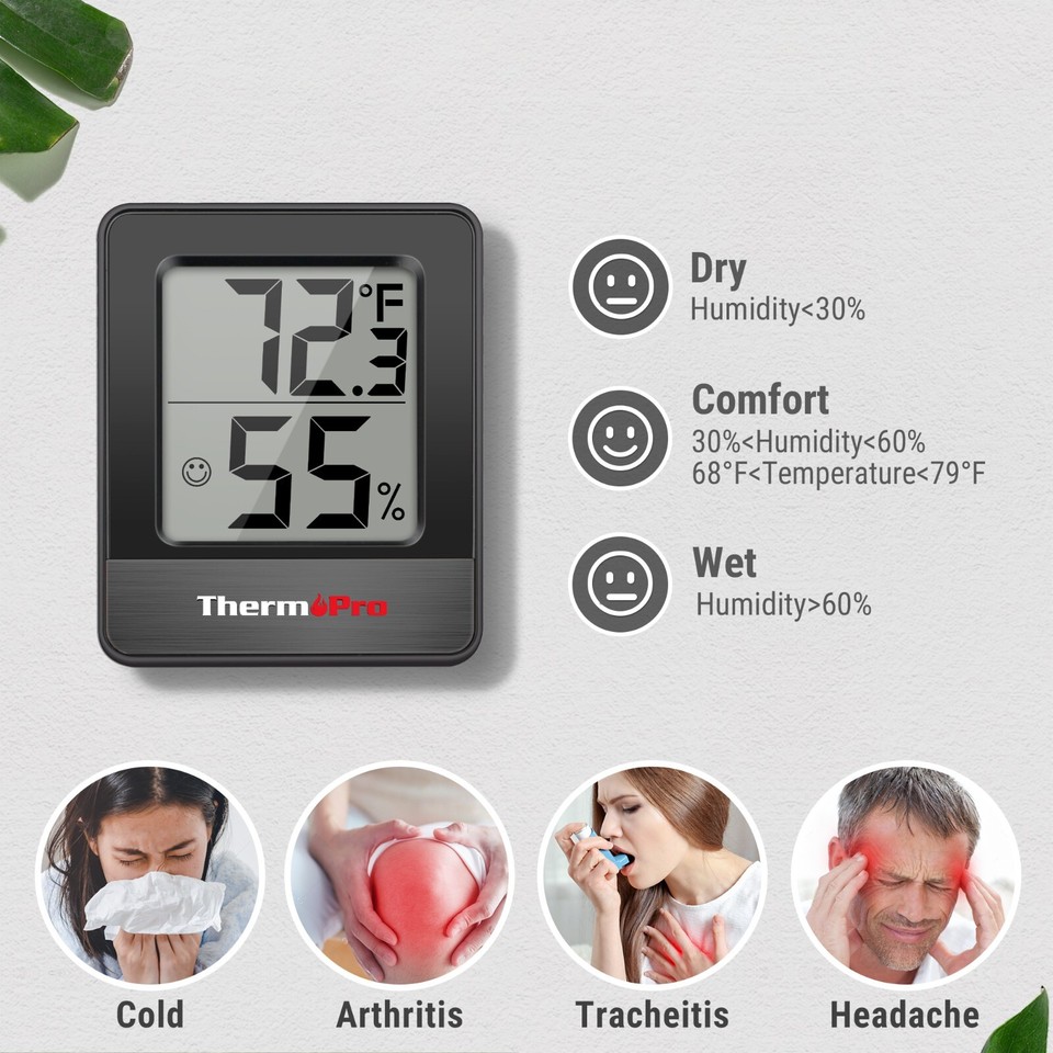 ThermoPro TP49 LCD Display indoor Temperature Digital Hygrometer ...